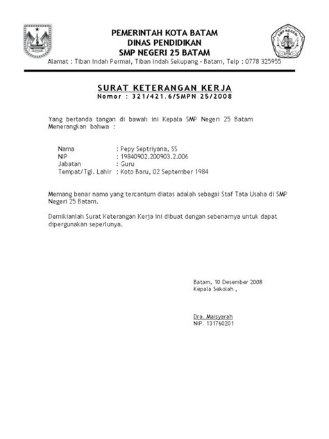 Detail Contoh Surat Keterangan Kerja Dan Slip Gaji Koleksi Nomer 40