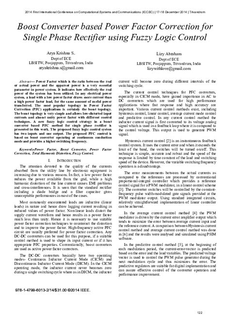 pdf boost converter based power factor correction for single phase rectifier using fuzzy logic