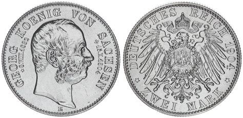 Sachsen Deutsches Kaiserreich Sachsen 2 Mark 1904 E Georg Auf Den Tod