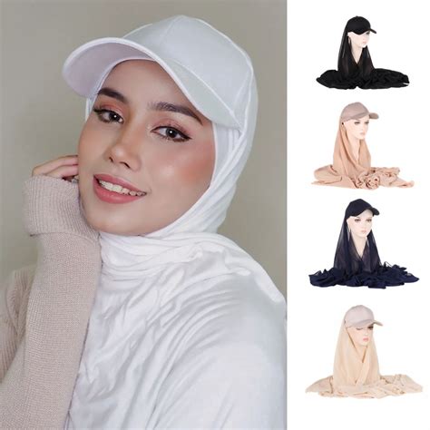 New Baseball Cap Hijab Chiffon Shawl Tudung Sukan Sports Chiffon Hijab
