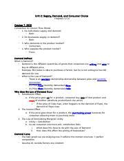 Unit 2 Supply Demand And Consumer Choice Docx Unit 2 Supply Demand
