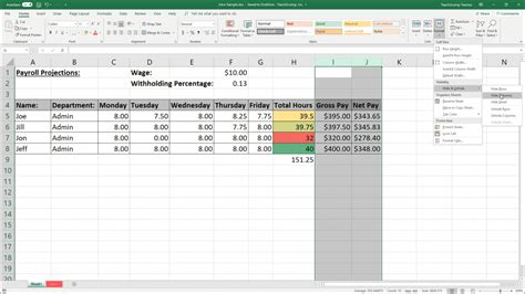 Hide Columns Or Rows In Excel Instructions And Video Lesson