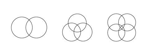 Set Of Outline Venn Diagrams With Overlapped Circles Templates