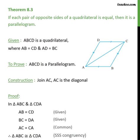 theorem 8 3 class 9 if both pair of opposite sides are equal