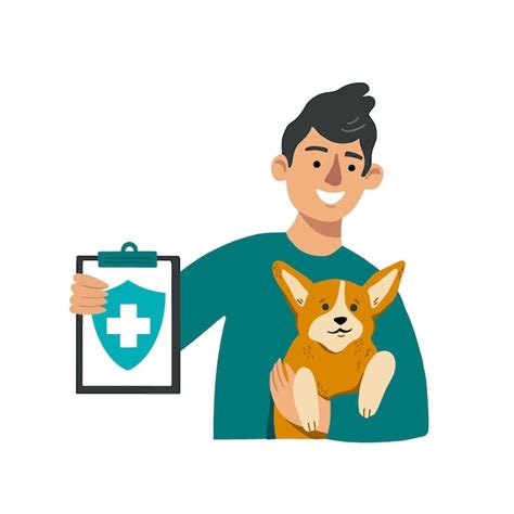 El Hombre Con Un Perro Muestra El Seguro De Mascotas En Blanco Hombre