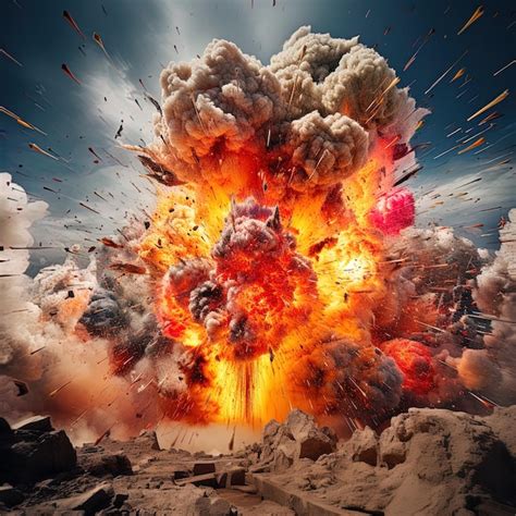 Premium AI Image A Explosion Of Fire And Explosion In A Dark Sky