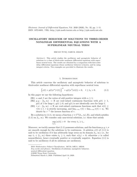 pdf oscillatory behavior of solutions to third order nonlinear differential equations with a