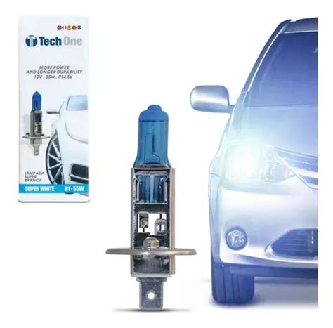 Par Lampada Super Branca H1 8500k Tipo Xenon 12v 55w Techone Frete grátis