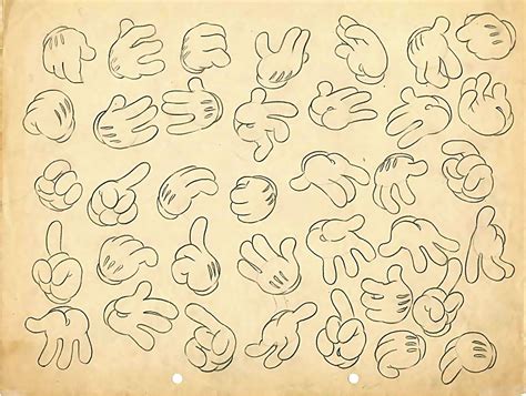 Mickey Mouse Hand Model Sheet By Les Clark Circa Manos De