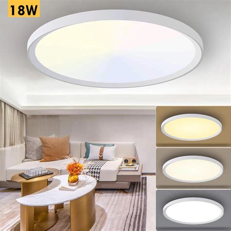 Plafonnier LED rond étanche 18W design élégant 3 ÉTAPES lumière haut