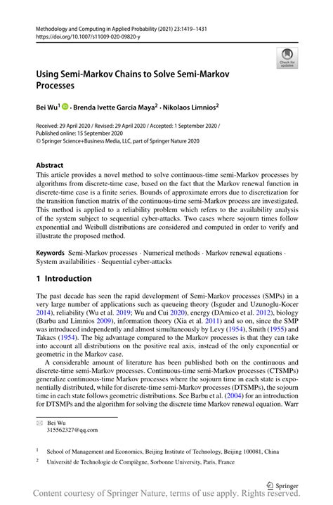 using semi markov chains to solve semi markov processes request pdf
