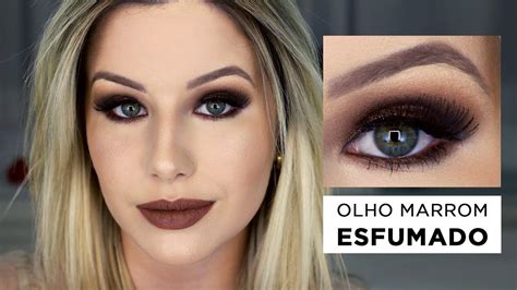 Olho marrom esfumado Tetê Clementino Maquiagem marrom Batom marrom