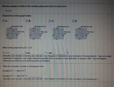 solved plot the complex number in the complex plane and