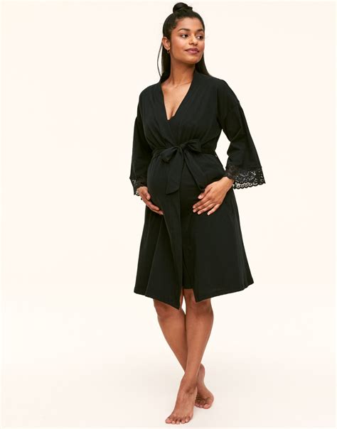 Rachelle Robe Black Lace Trimmed Kimono Sleeve L XL XL XXL Adore Me