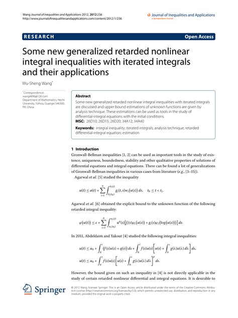 pdf some new generalized retarded nonlinear integral inequalities with iterated integrals and