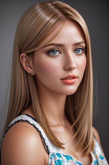 Premium Ai Image Young Adult Girl With Blue Eyes And Blonde Hair