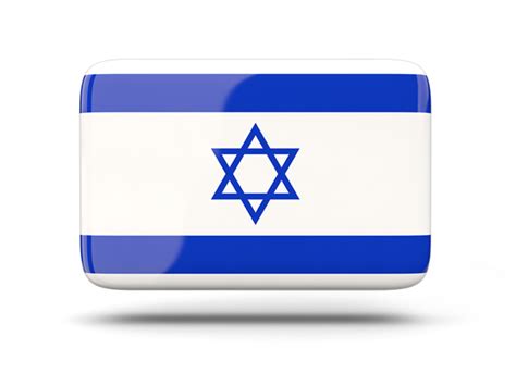 Rectangular Icon With Shadow Illustration Of Flag Of Israel