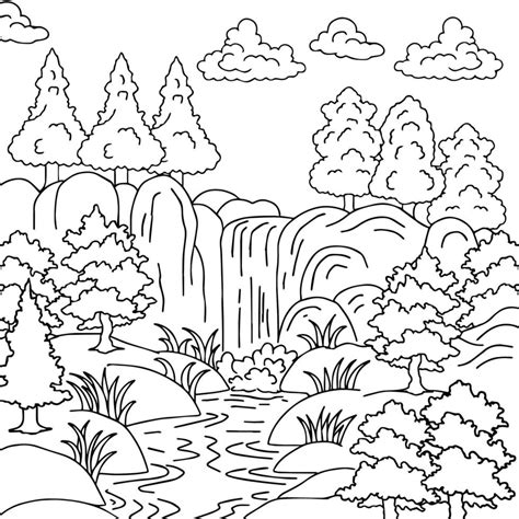 imprimir diseño naturaleza paisaje esquema colorear página 11633218