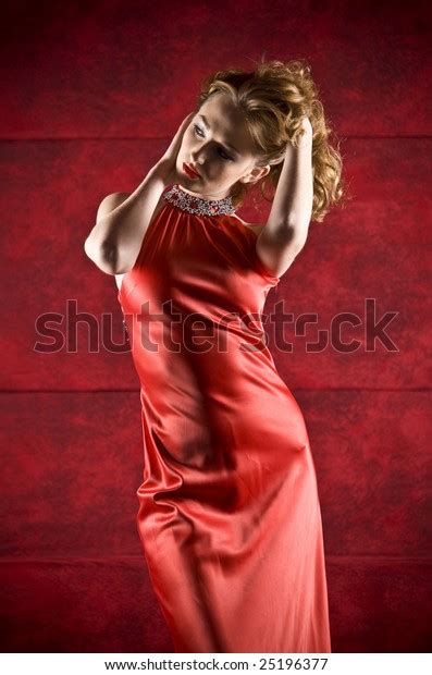 Sexy Women Red Dress On Red Stock Photo 25196377 Shutterstock