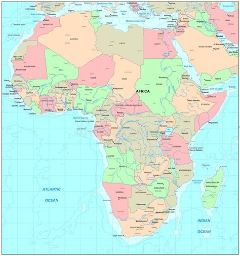 África Mapa Político Editável Altamente Detalhado Camadas
