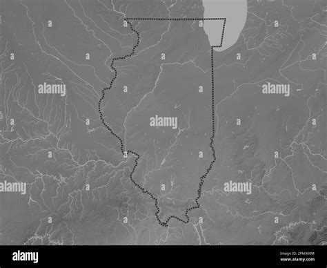 Illinois State Of United States Of America Grayscale Elevation Map