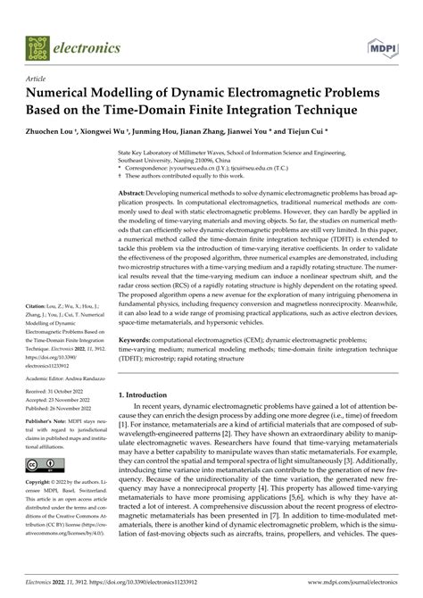 pdf numerical modelling of dynamic electromagnetic problems based on the time domain finite