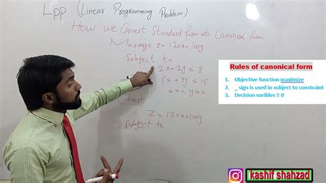 how we convert standard form into canonical form lpp youtube