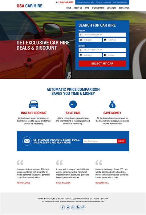 Usa Car Hire Service Resp Website Design 01 Car Hire And Car Rental