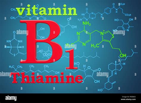 Vitamin B1 Thiamine Chemical Formula Molecular Structure 3D
