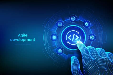 Devops Agile Development And Optimisation Concept On Virtual Screen