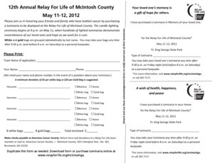 Fillable Online Relay Acsevents 2012 Form Relay For Life Relay