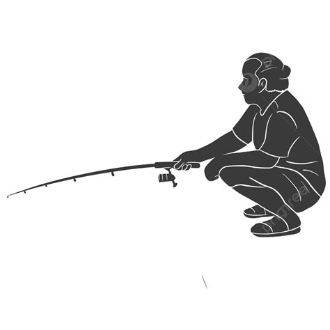 Man Fishing Silhouette Vector Fishing Fishing Day Fishing Hobby PNG