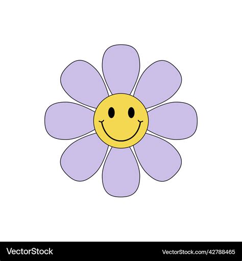 Groovy Retro Flowers Daisy Hippie Psychedelic Vector Image