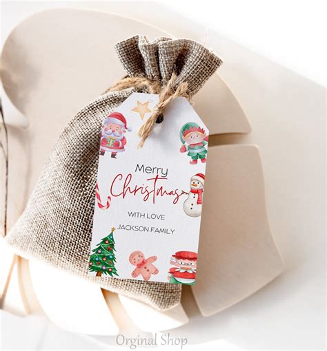 Merry Christmas Gift Tag PRINTABLE Cute Christmas Gift Tag Holiday