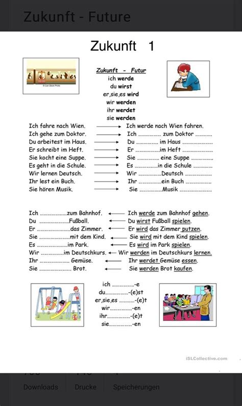 Futur Übungen mit Bildern Deutsch lernen