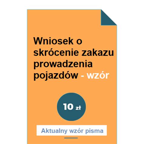 Wniosek O Skr Cenie Zakazu Prowadzenia Pojazd W Wz R Pdf Doc Pobierz
