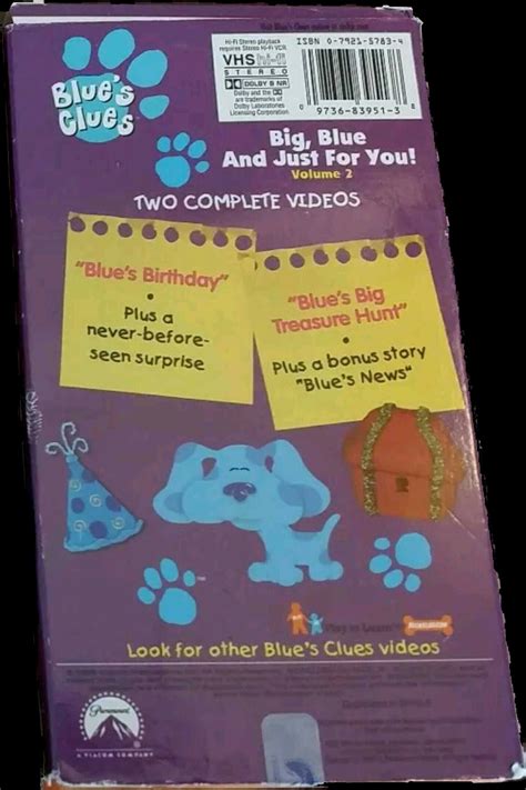 Blue S Clues Big Blue And Just For You Volume 2 1999 VHS Blues Clues