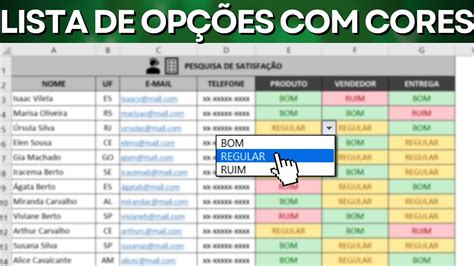 Como Criar uma Lista de Opções Cores Automáticas Automatizar