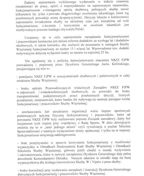 Pismo Zarządu Głównego NSZZFiPW skierowane do Ministra Sprawiedliwości