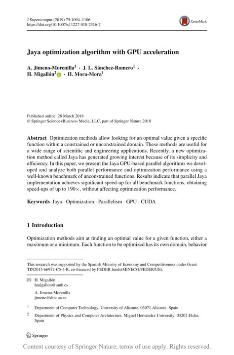 jaya optimization algorithm with gpu acceleration request pdf
