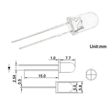 100pcs Water Clear 5mm Green LED Diode Round Ultra Bright Transparent