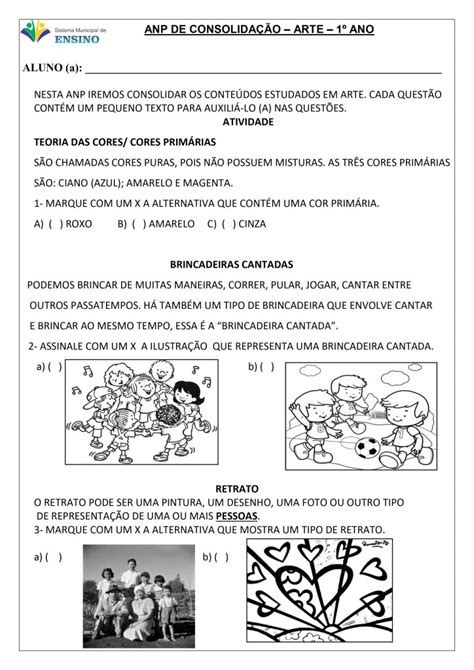Atividades De Artes Para Ano Para Imprimir S Escola