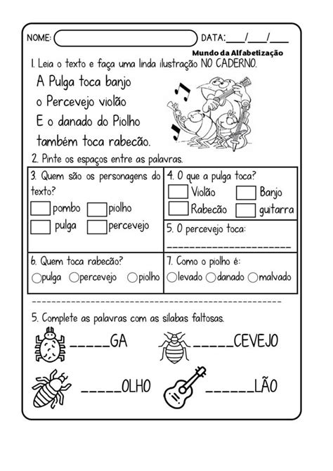 Pequeno texto interpretação para o 2º ano