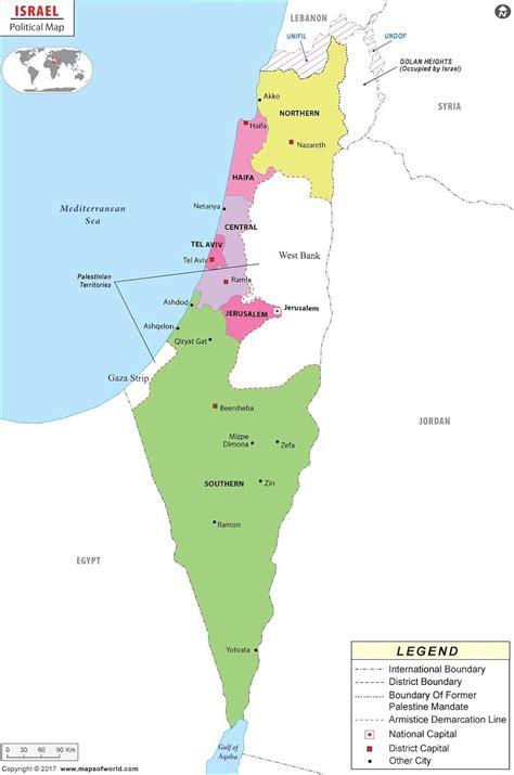 Israel Mapa Político Laminado 91 4 cm W x 137 9 cm H Amazon