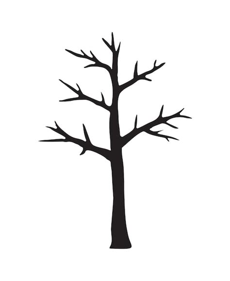 Premium Vector Vector Hand Drawn Naked Tree Silhouette Isolated On
