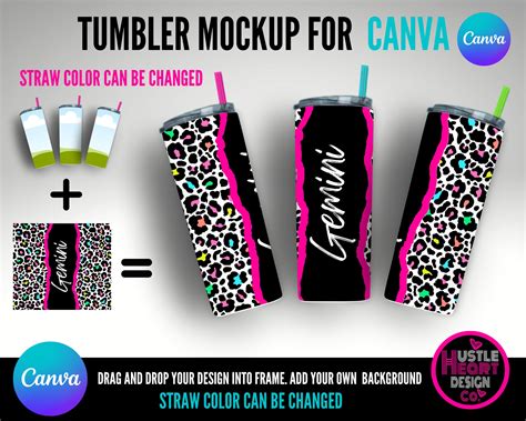 Canva Tumbler Mockup Drag And Drop Sublimation Tumbler Mock Etsy
