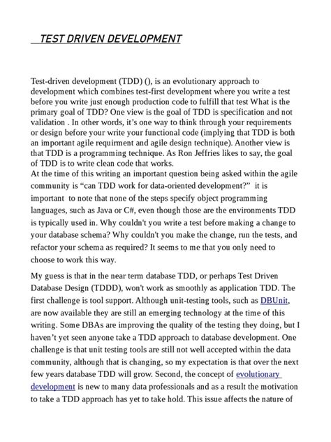 test driven development pdf test driven development information management