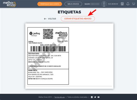 Etiquetas da logística Melhor Envio Bling