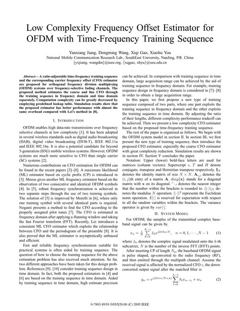 pdf frequency offset estimator for ofdm with time frequency training sequence