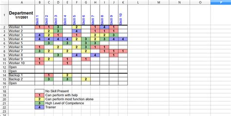 Training Matrix Excel Template